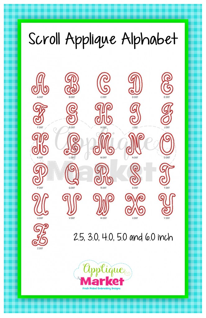 Scroll Applique Alphabet Fabric Design