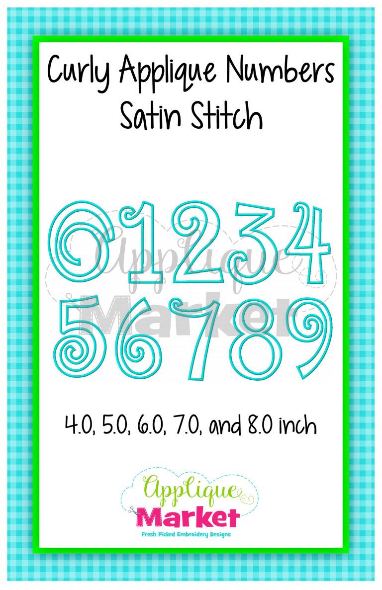 Curly Applique Numbers Satin Stitch