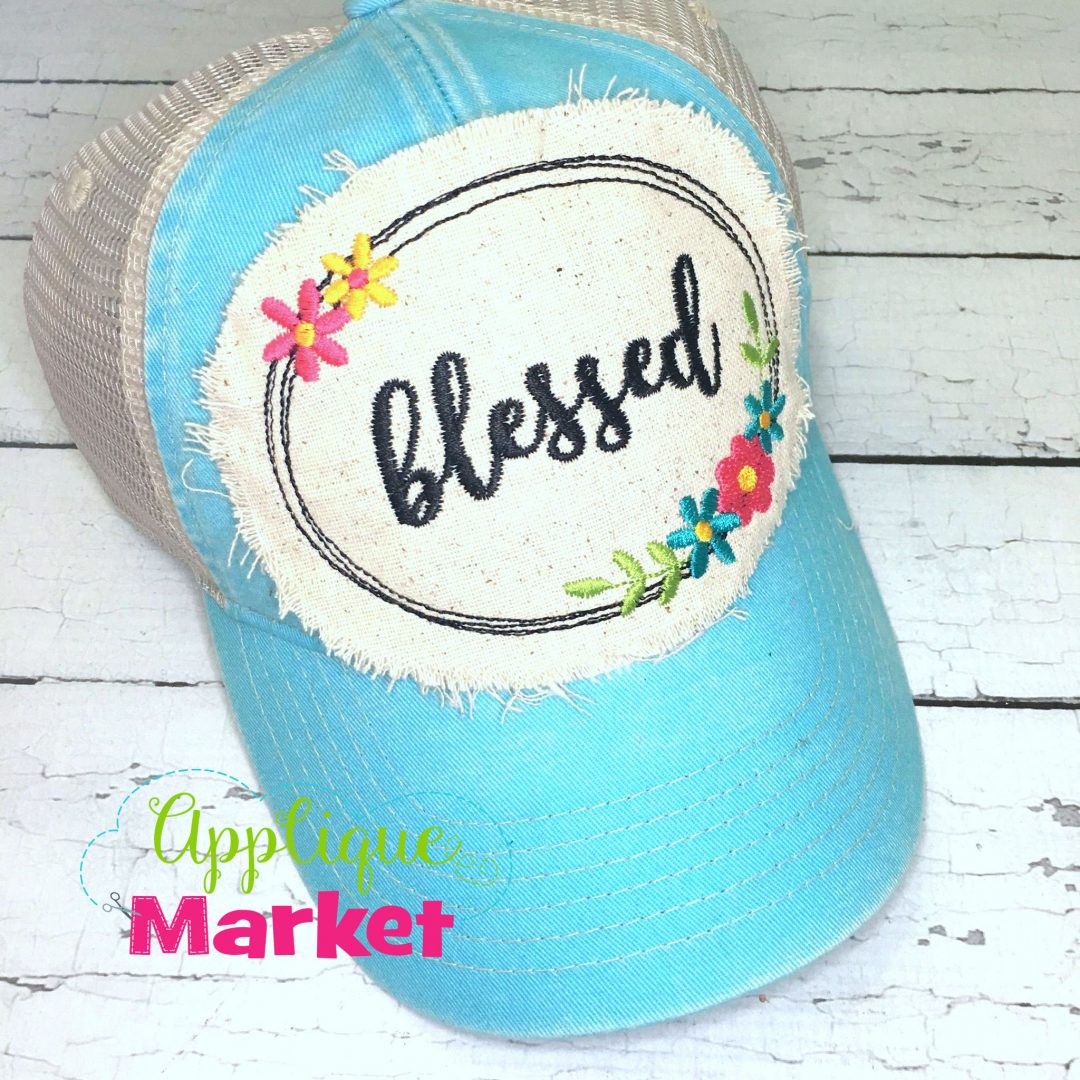 Oval Flowers Blessed Hat Patch